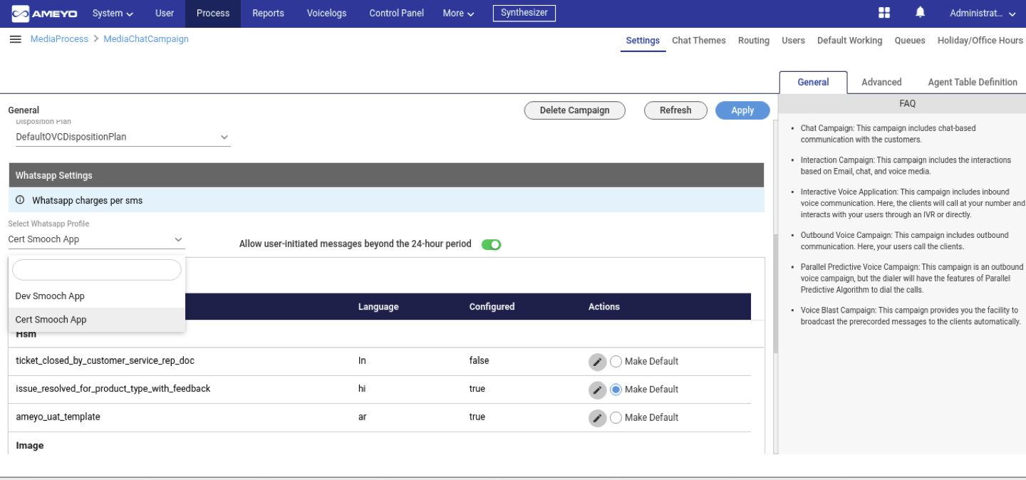Multiple Chat Channels in a single campaign - Ameyo